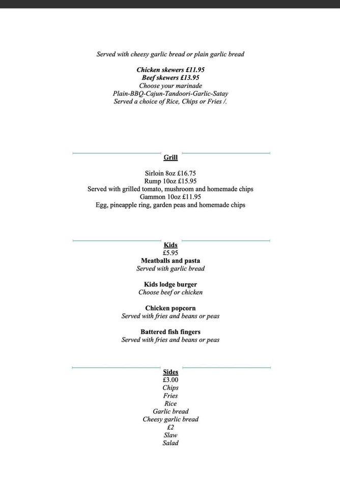 Menu at The Lodge Bar & Grill - Sutton Golf Course, Hull, The Lodge
