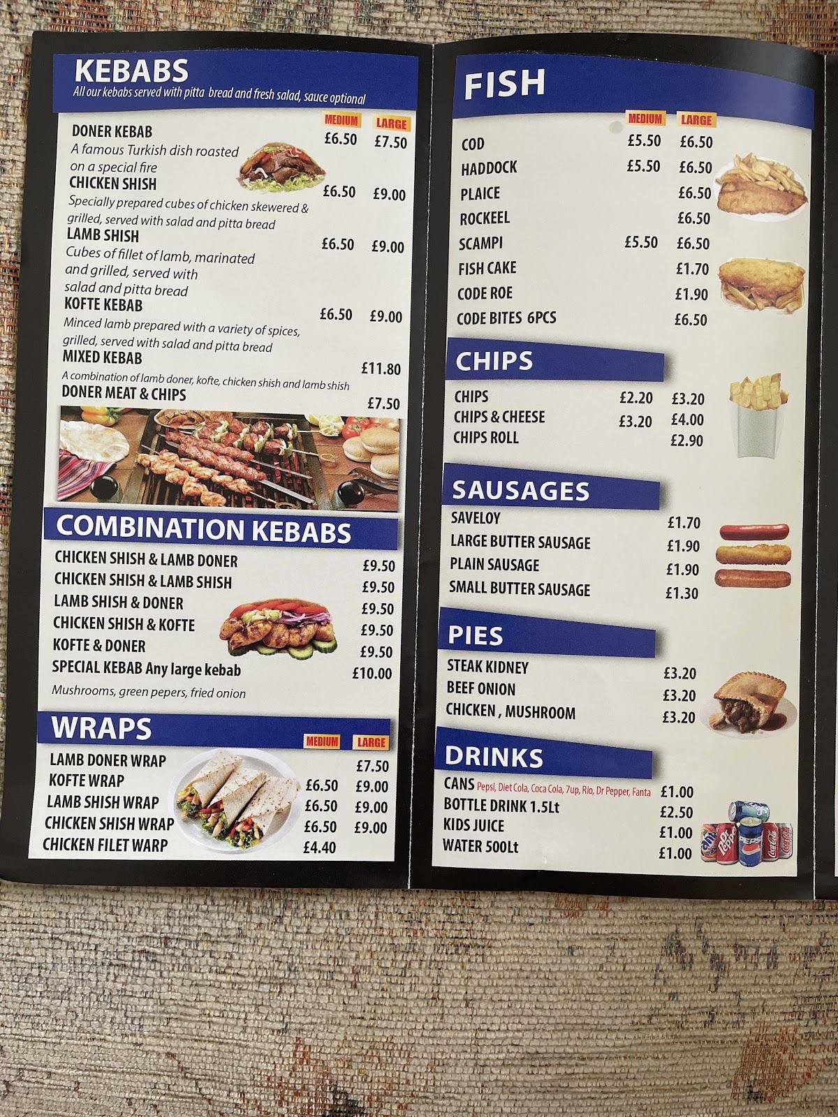 Menu at Trawlers Catch Best Kebab restaurant, Brandon