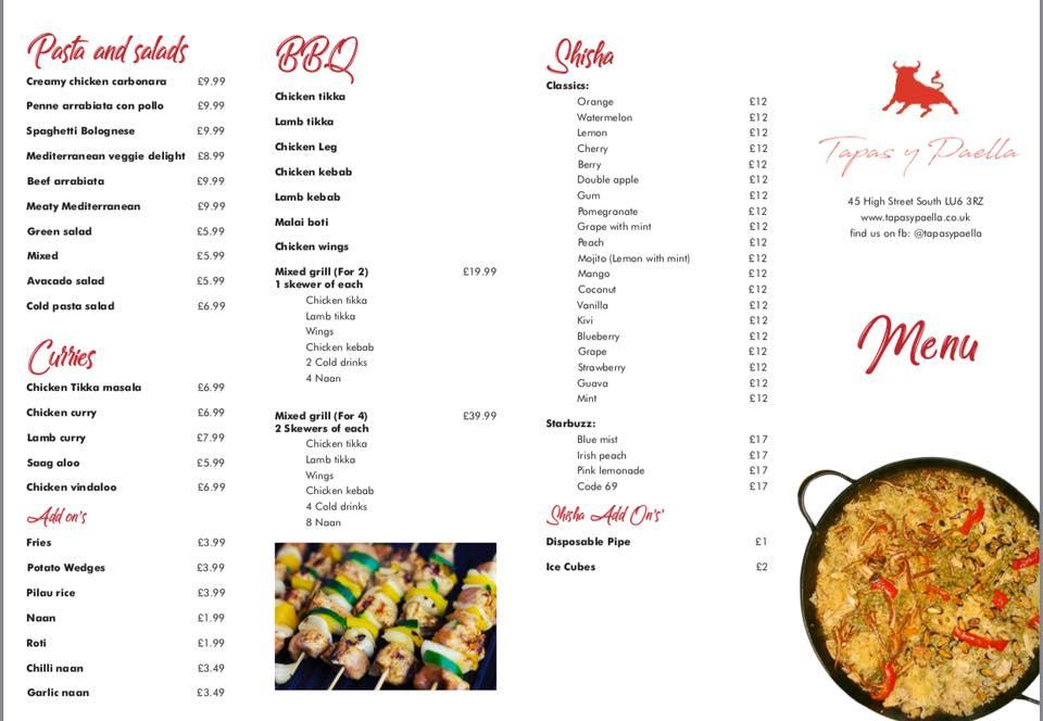 Menu at Ziafat restaurant, Dunstable