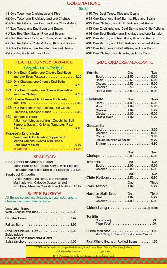 Menu at Casa Del Mar Mexican Restaurant, Norton, S Cleveland Massillon Rd