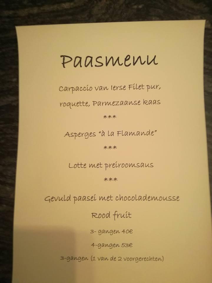 Menu at East Corner, Knokke-Heist