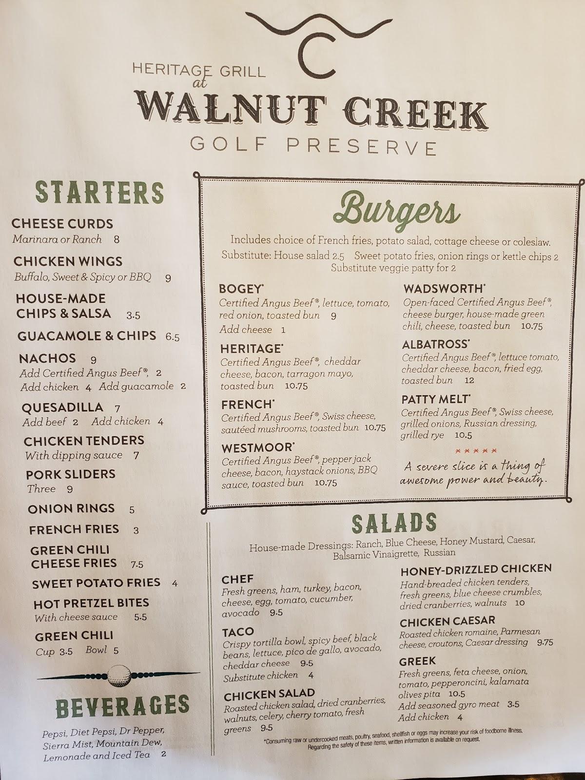Menu at Heritage Grill pub & bar, Westminster