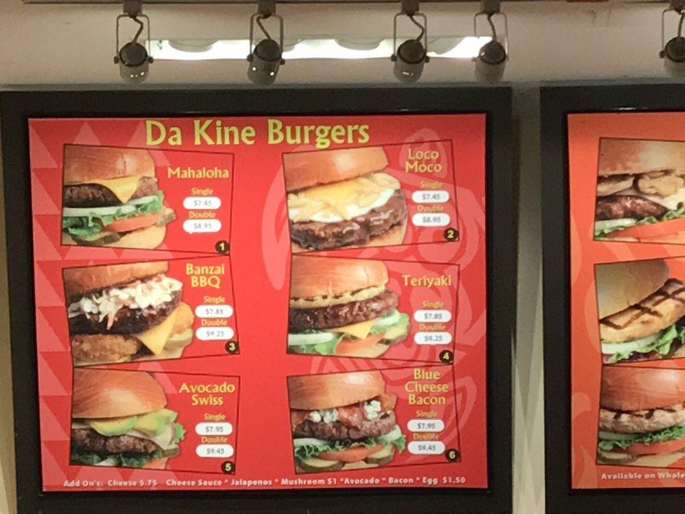Menu at Mahaloha Burger Waikiki fast food, Honolulu, Kalākaua Ave