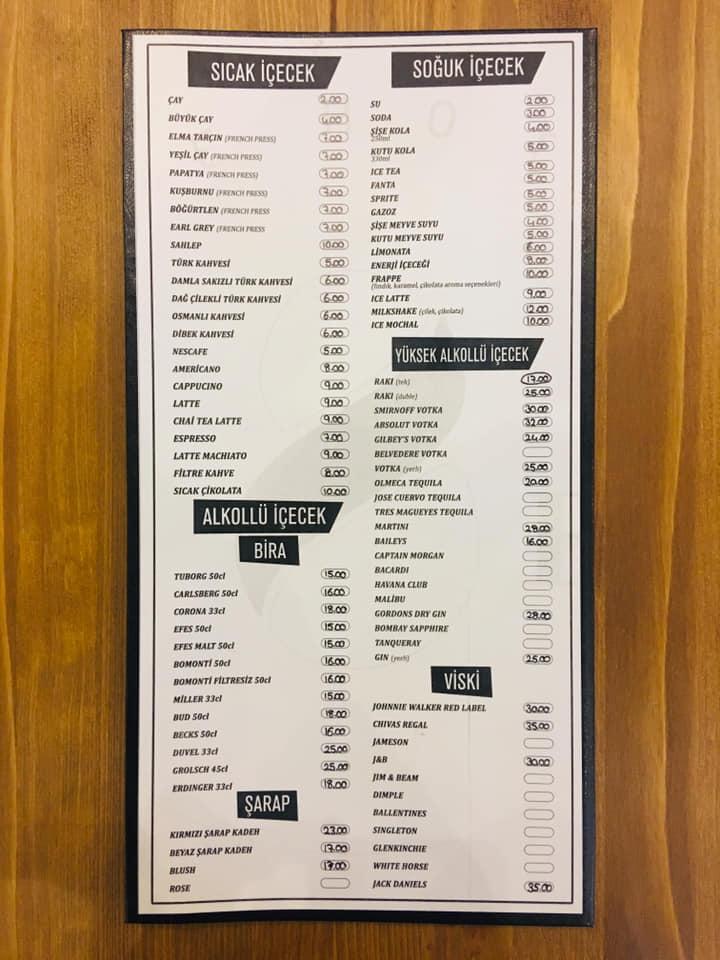 Menu at Mono Cafe & Bar, Gallipoli