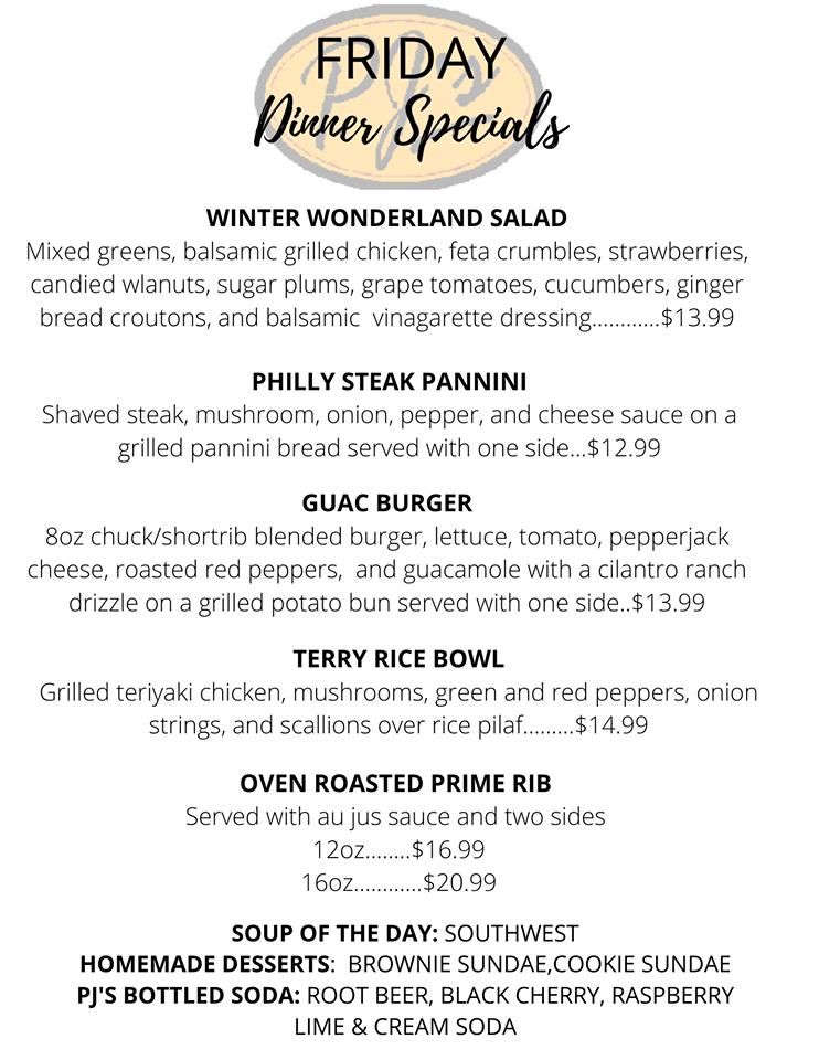 Menu at PJ's Bar & Grill, Bellingham