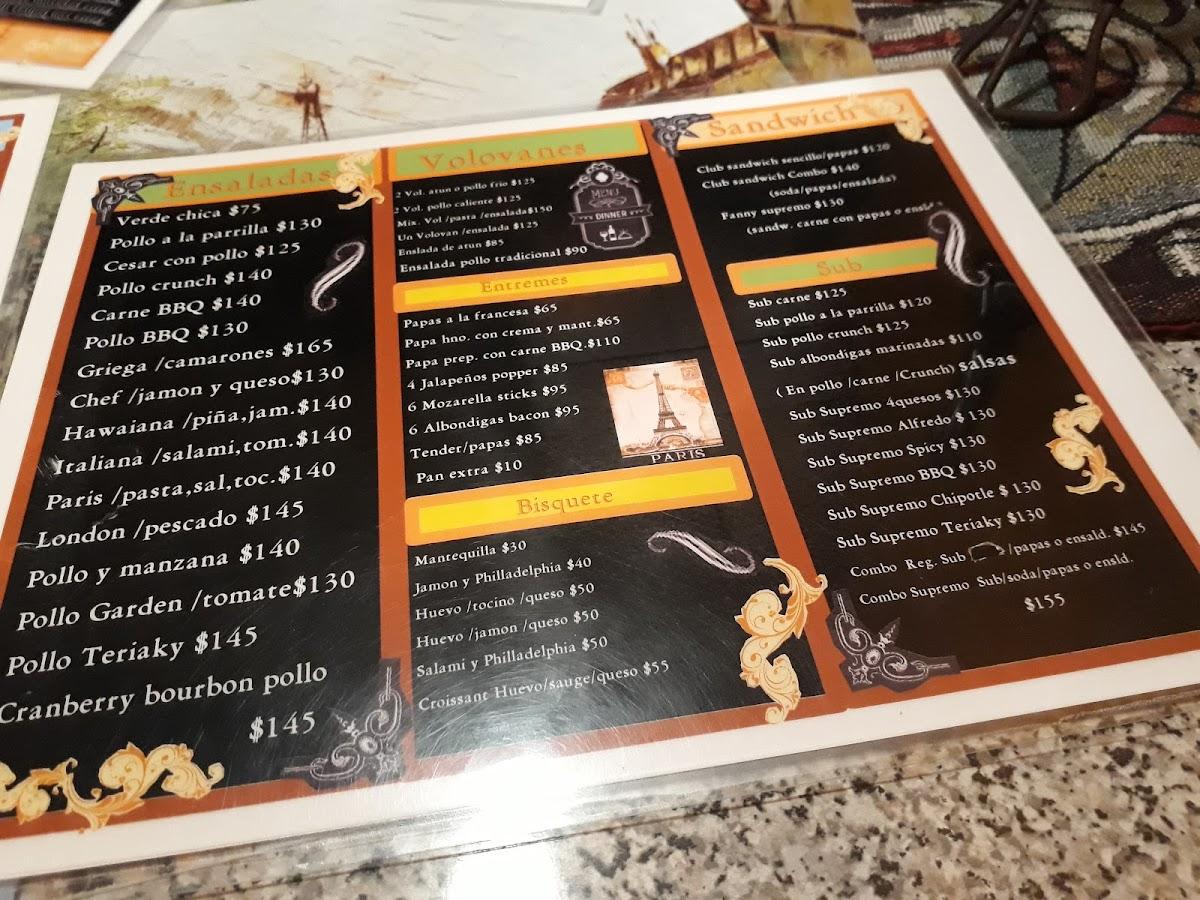 Carta de cafetería París Coffee, Nuevo Laredo