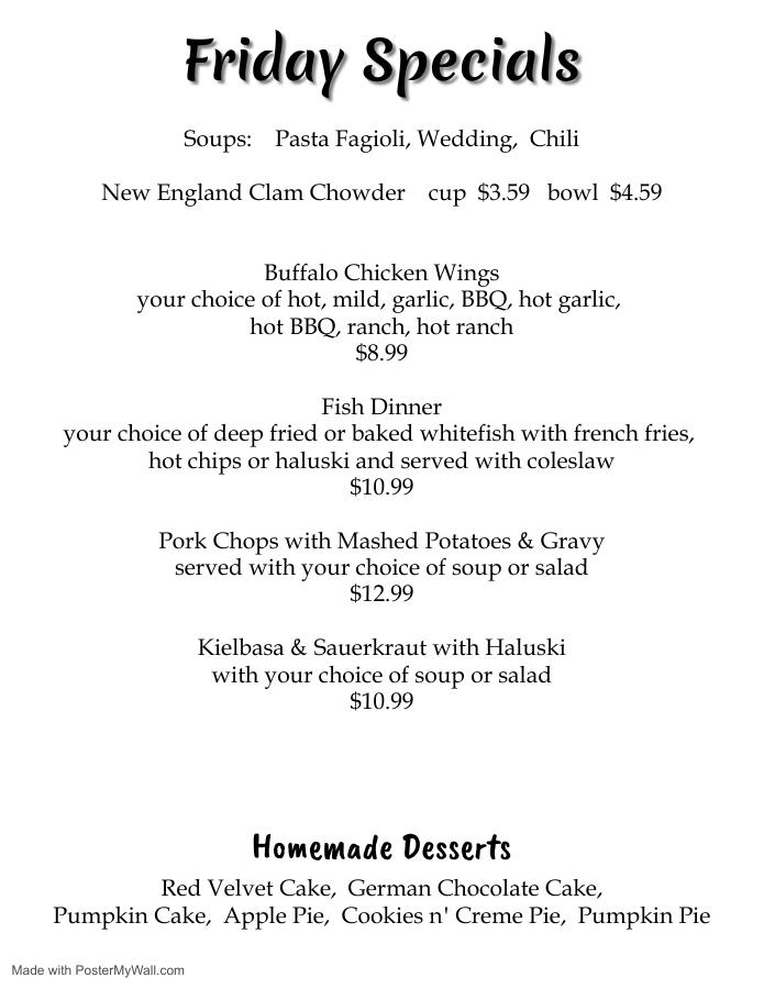 Menu at Rhonda's Emerald Diner restaurant, Hubbard, 825 N Main St