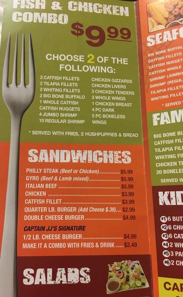 Menu at Captain JJ Fish & Chicken restaurant, Memphis, Poplar Ave