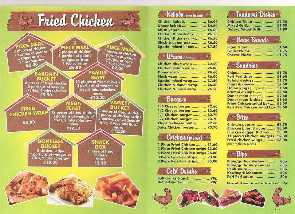 Menu at Chicken Hut, Whitehaven