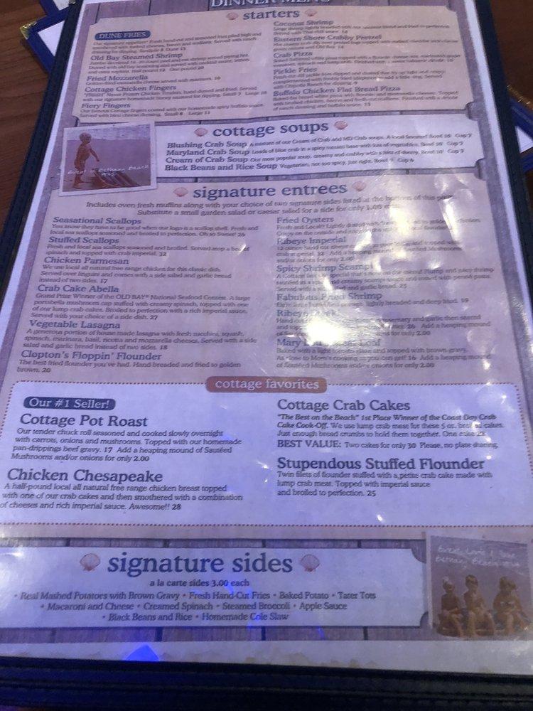 Menu at Cottage Cafe, Bethany Beach