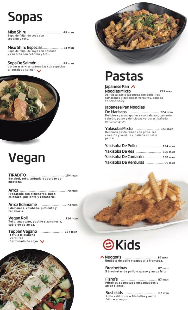 Menu at Nikkori restaurant, Reynosa