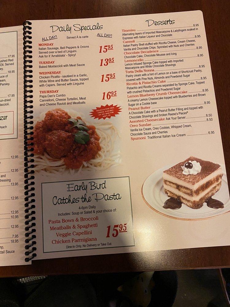Menu at Papa Dan's Pizza & Pasta pizzeria, Palm Desert, Country Club Dr