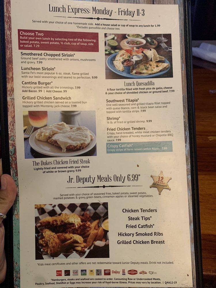 Menu at Santa Fe Cattle Company steakhouse, Fort Payne
