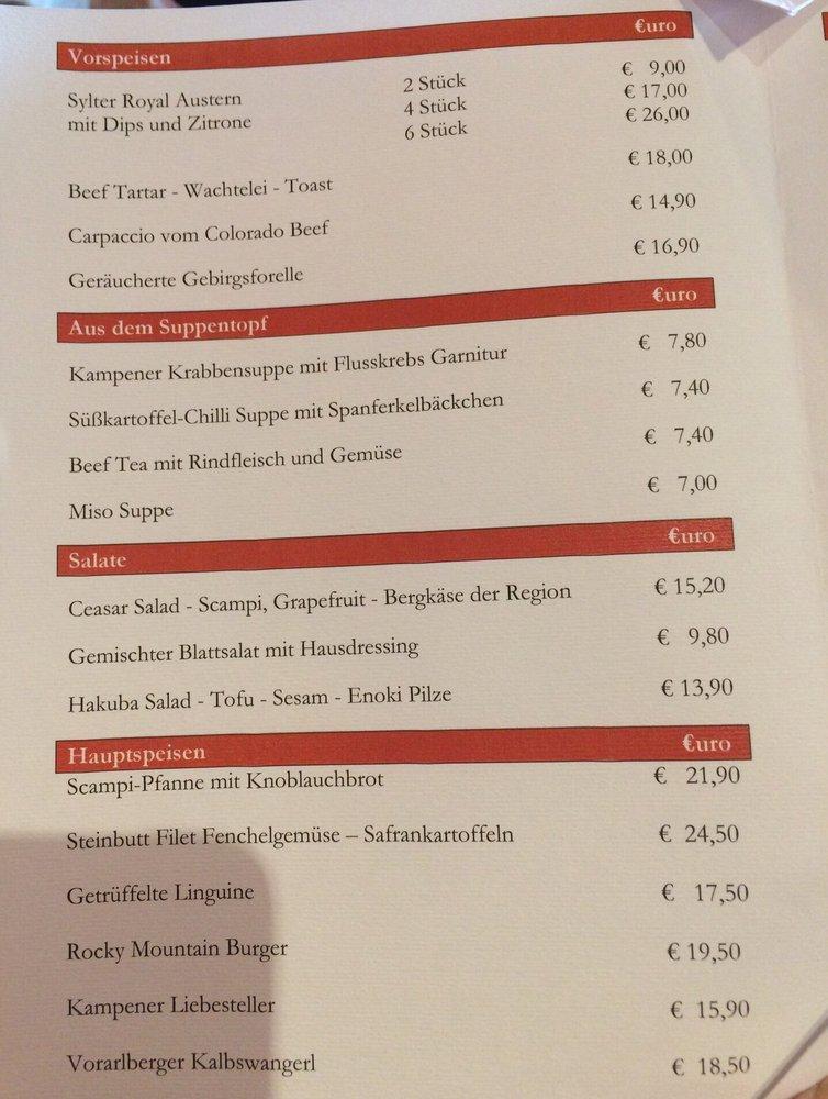 Menu at Schlegelkopf Restaurant/Bar, Lech