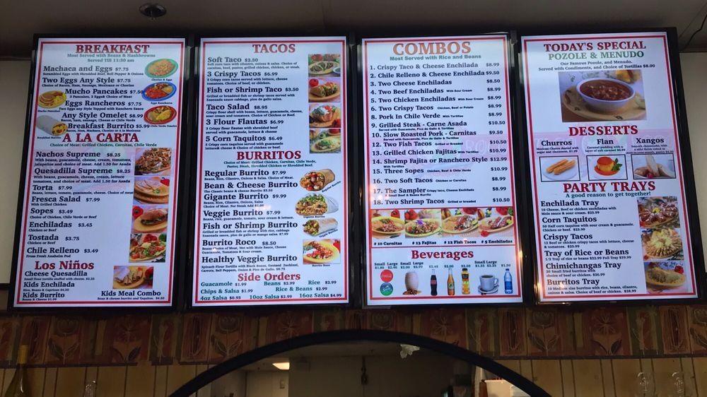 Menu at Taco Roco restaurant, Solvang