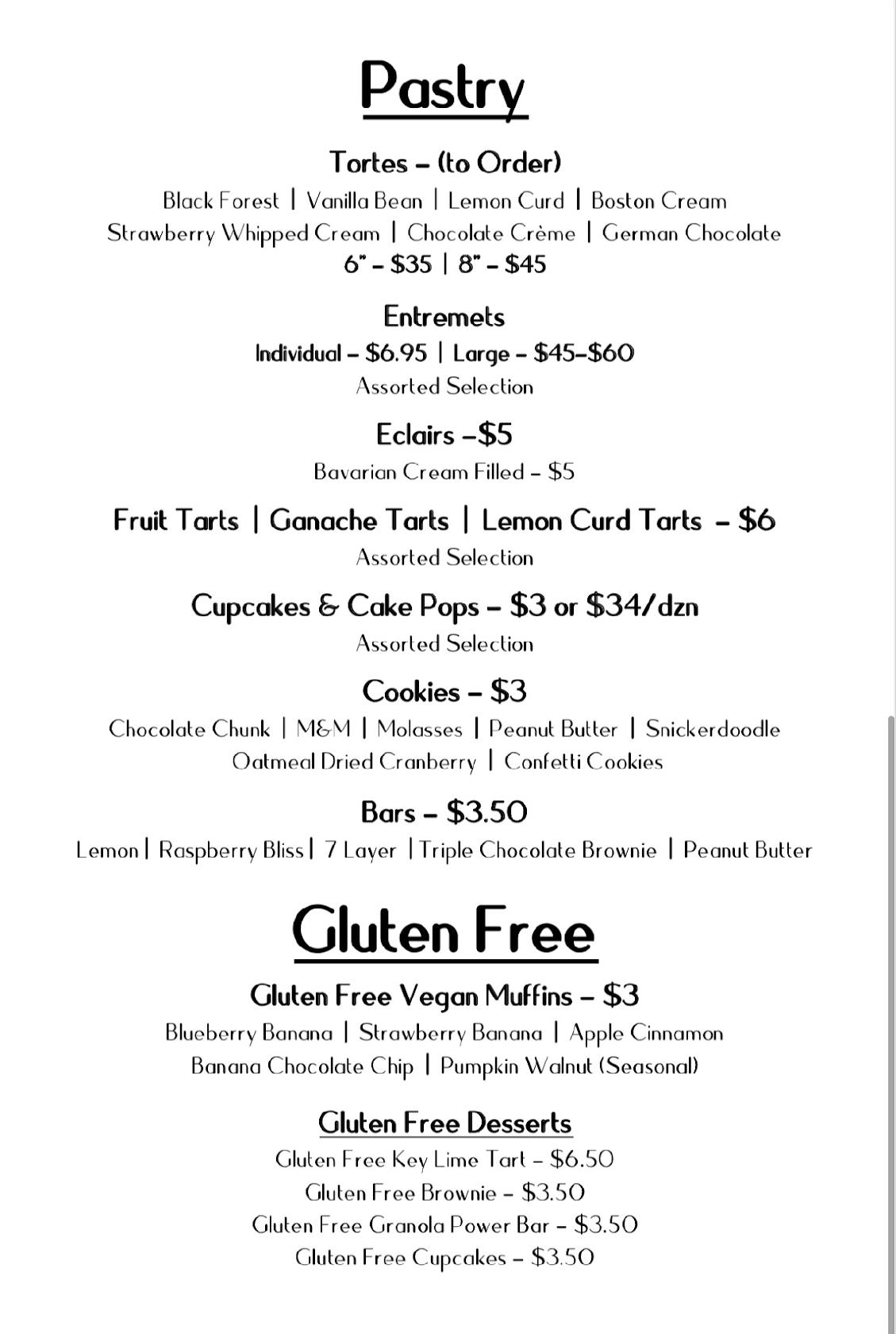Menu at Grand Finale Bakeshop & Café cafe, Spring Lake
