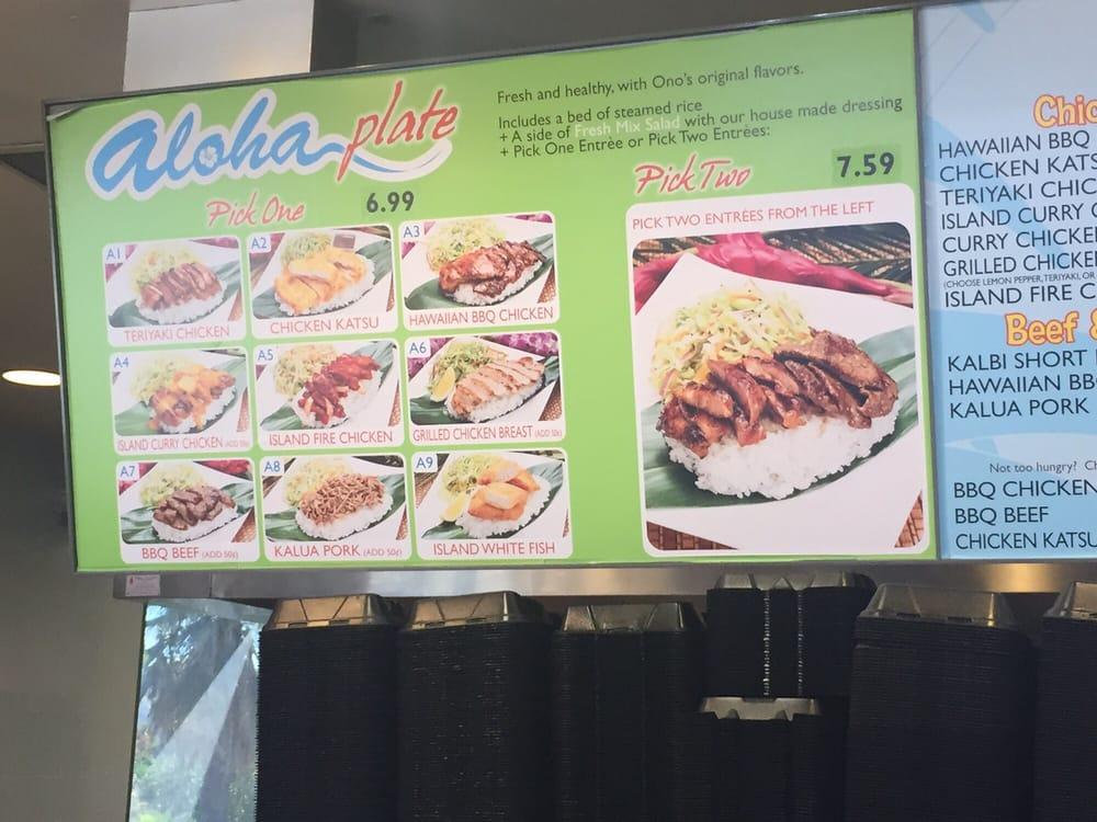 Carta de Ono Hawaiian BBQ, West Covina