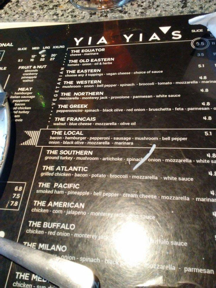 Menu at Yia Yia's pub & bar, Lincoln, O St