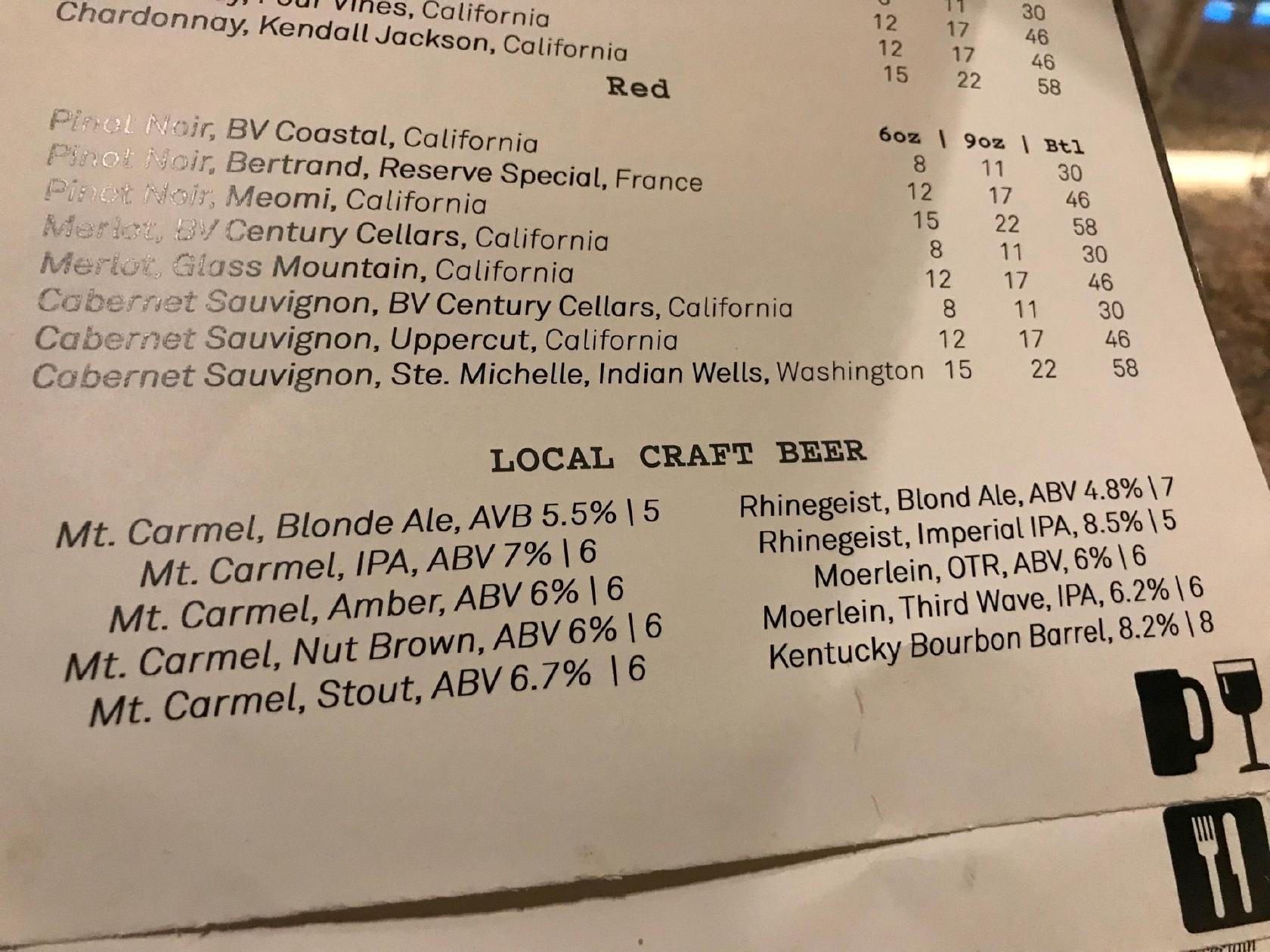 Menu at Boone Bar & Kitchen, Hebron