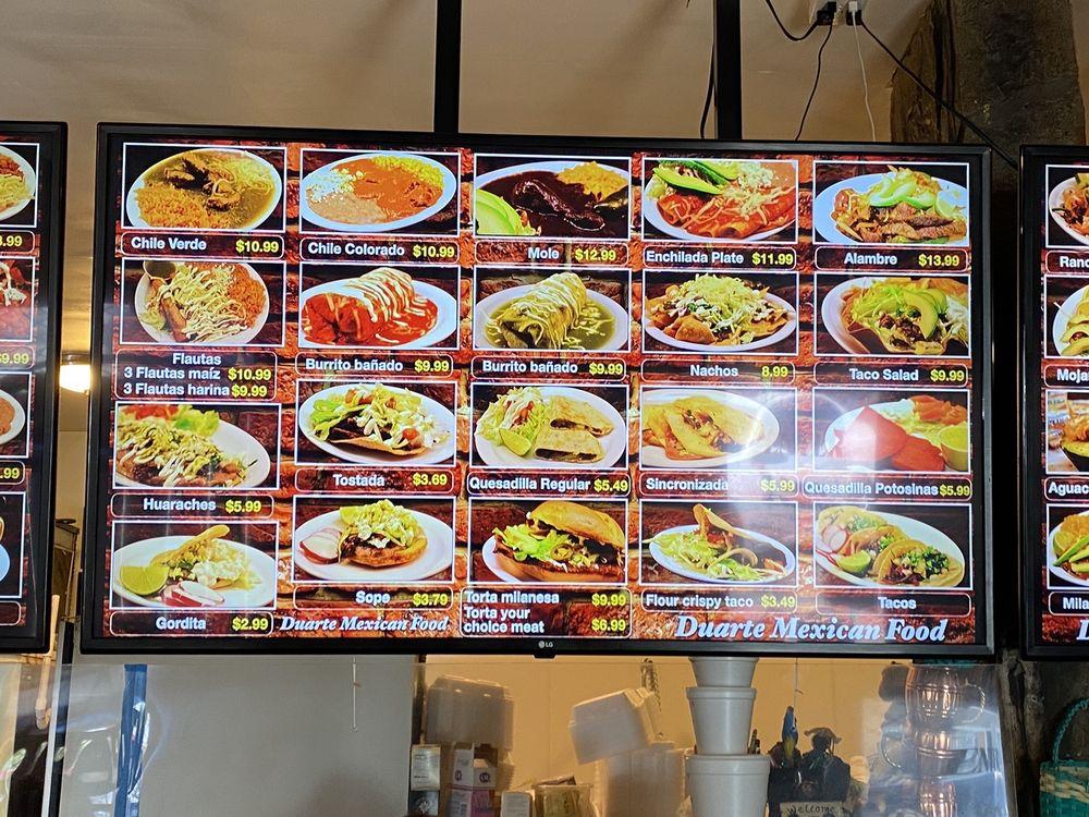 Menu at Duarte Mexican Food restaurant, Yuba City