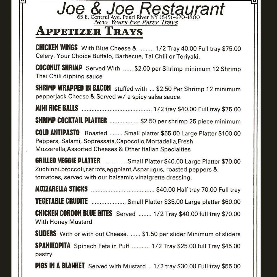 Menu at Joe and Joe restaurant, Pearl River