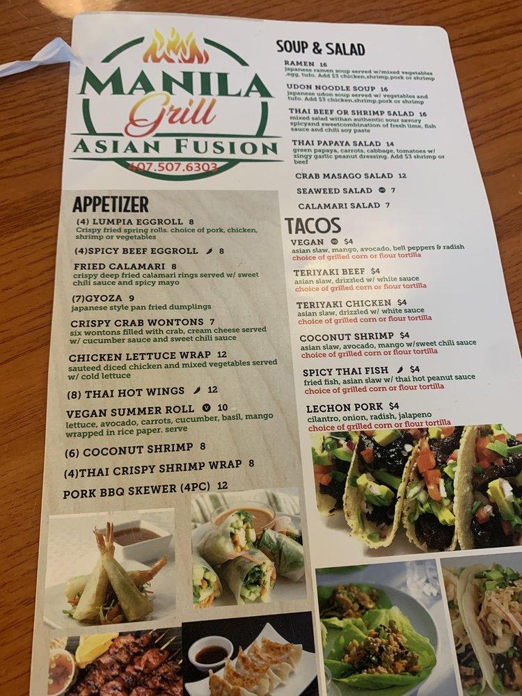 Carta del restaurante Manila Grill Asian Fusion, Bay Lake