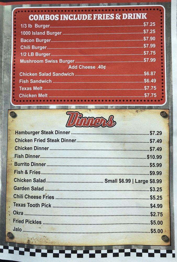 Menu at Olde Feed Barn, Sallisaw