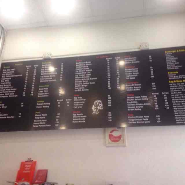 Menu at Sap.O.Rous, New Delhi, G-48