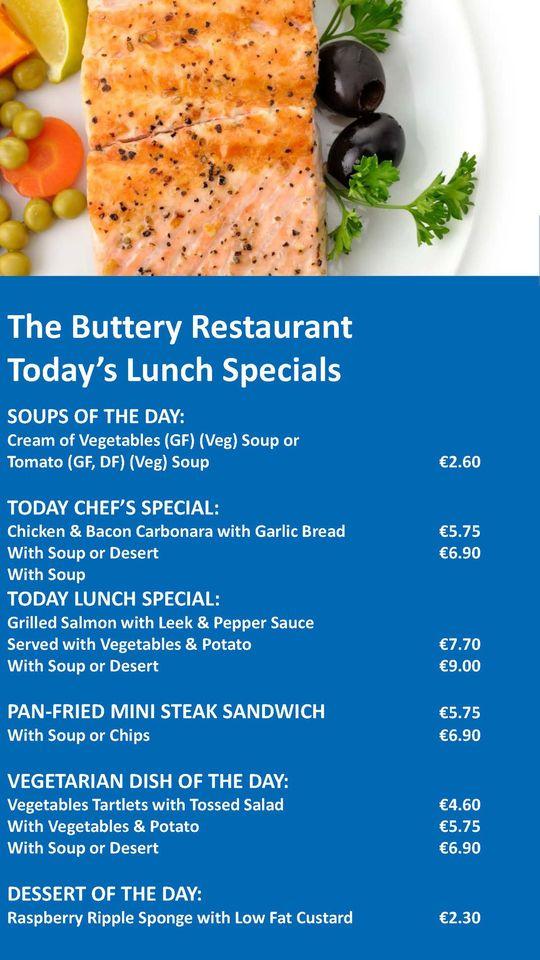 Menu at Trinity College Catering cafeteria, Dublin