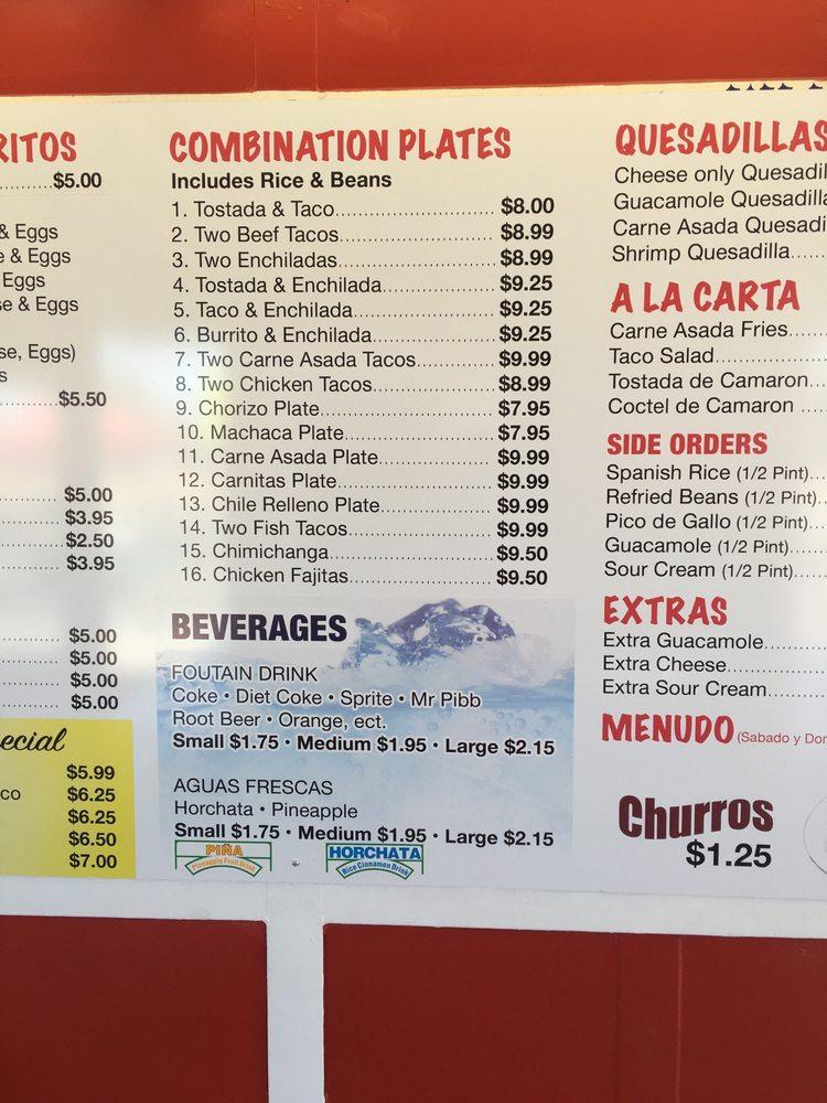 Menu at Gilberto's Tacos Mexican Restaurant, Citrus Heights