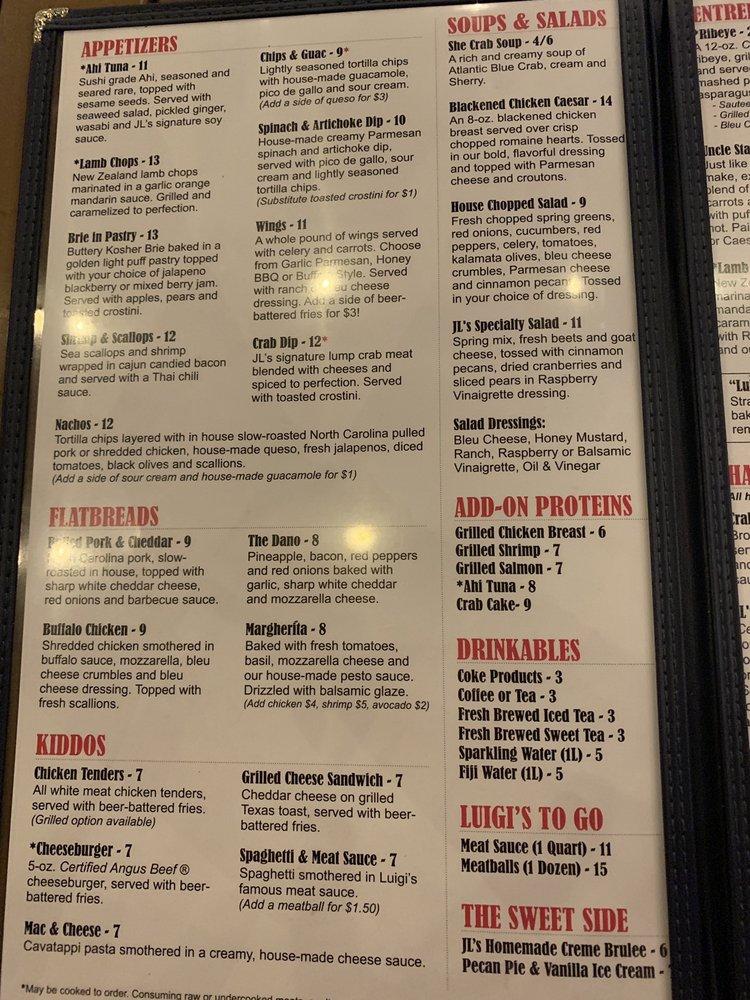 Menu at JohnnyLukes pub & bar, Wilmington