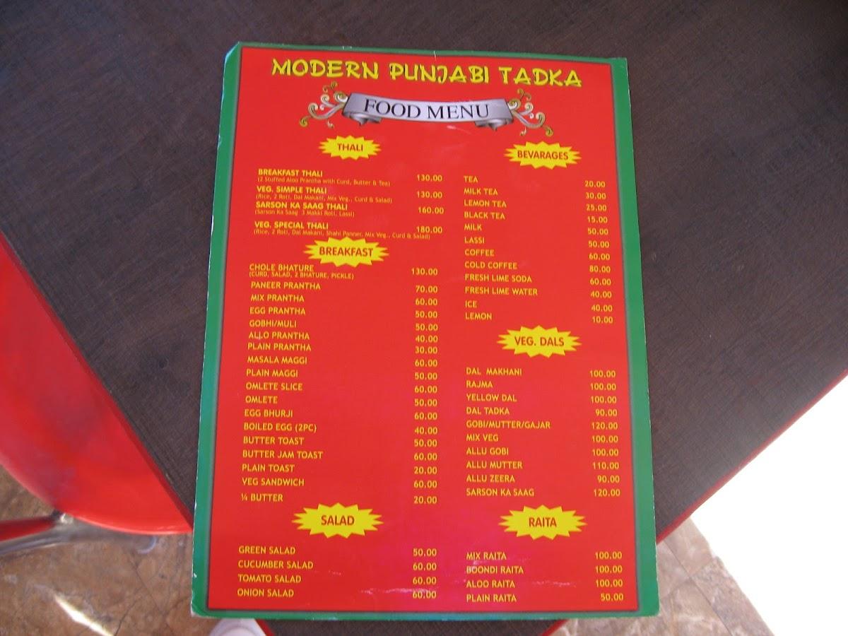 Menu at Modern Punjabi Tadka, Dharampur