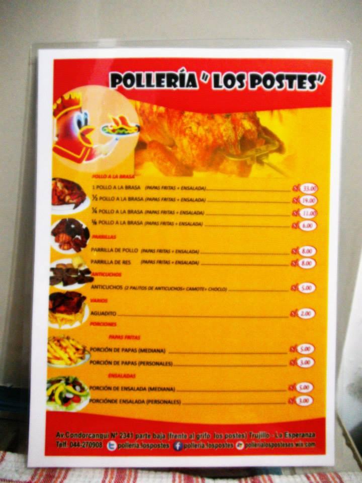 Menu at POLLERIA LOS POSTES restaurant, La Esperanza, Av. José Gabriel ...