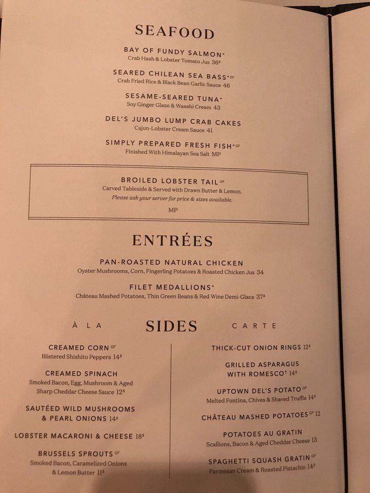 Menu at Del Frisco's Double Eagle Steakhouse, Greenwood Village