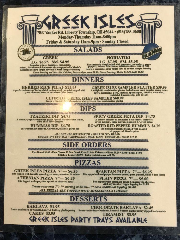 Menu at Greek Isles Restaurant, Monroe