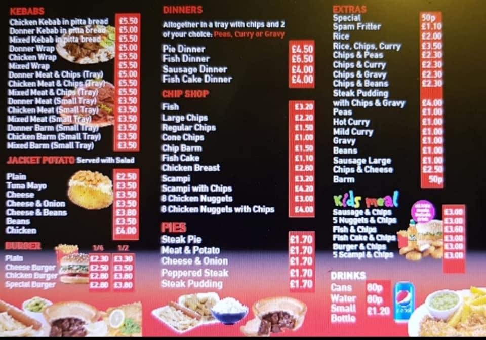 Menu at The Chippy restaurant, Bolton, 21 Market St