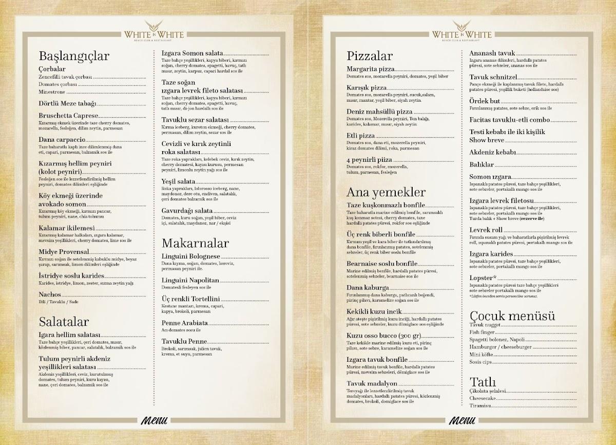 Menu at Privee Beach Club Alanya, Antalya, Turkey, Alanya, Banana Otel ...