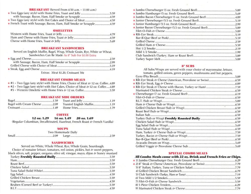 Menu at Cafe Right Angle, Fairfax