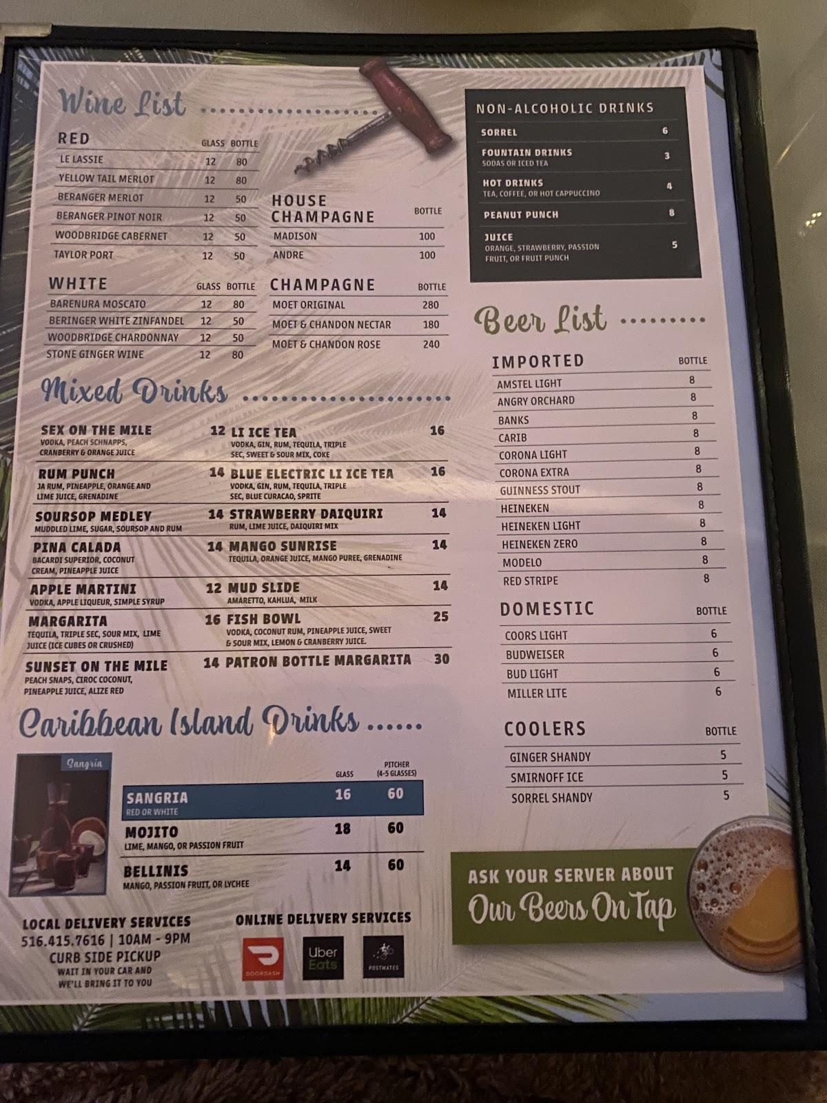 Menu at Caribbean Island Restaurant & Bar, Freeport