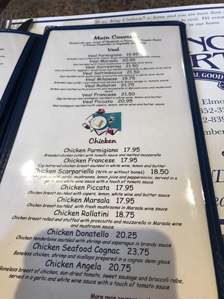 Menu at King Umberto pizzeria, Elmont