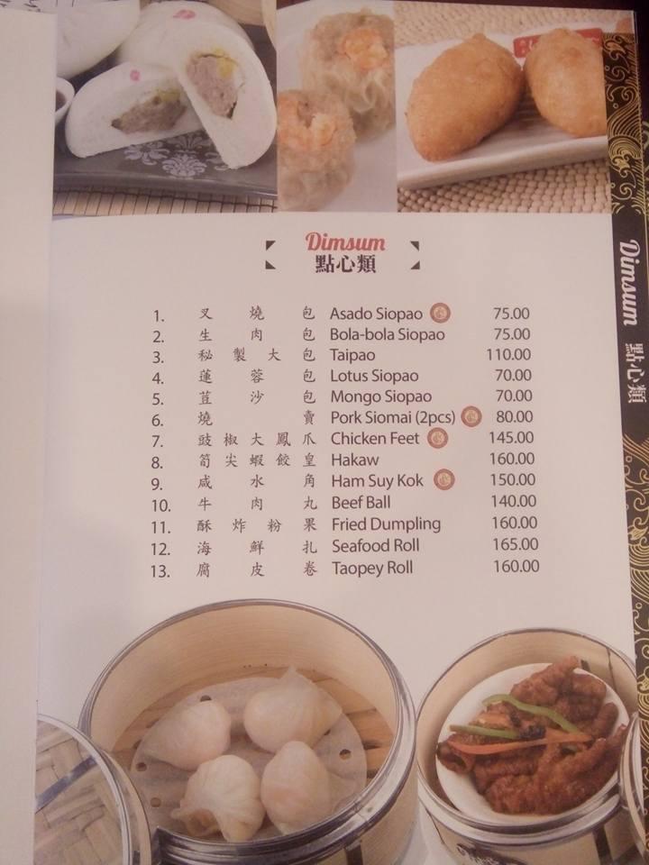 Menu at Ling Nam restaurant, Baguio