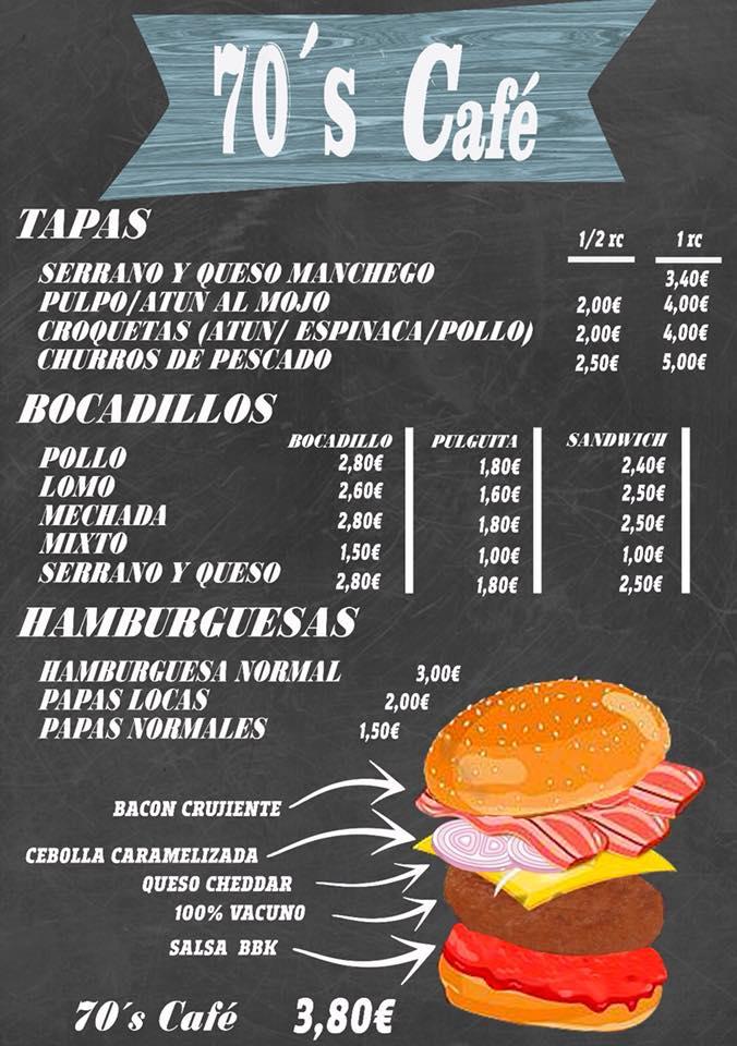 Menu at 70’s Café, Porís de Abona