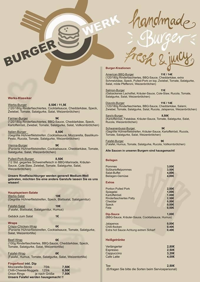 Carta de comida rápida Burger-werk, Regau