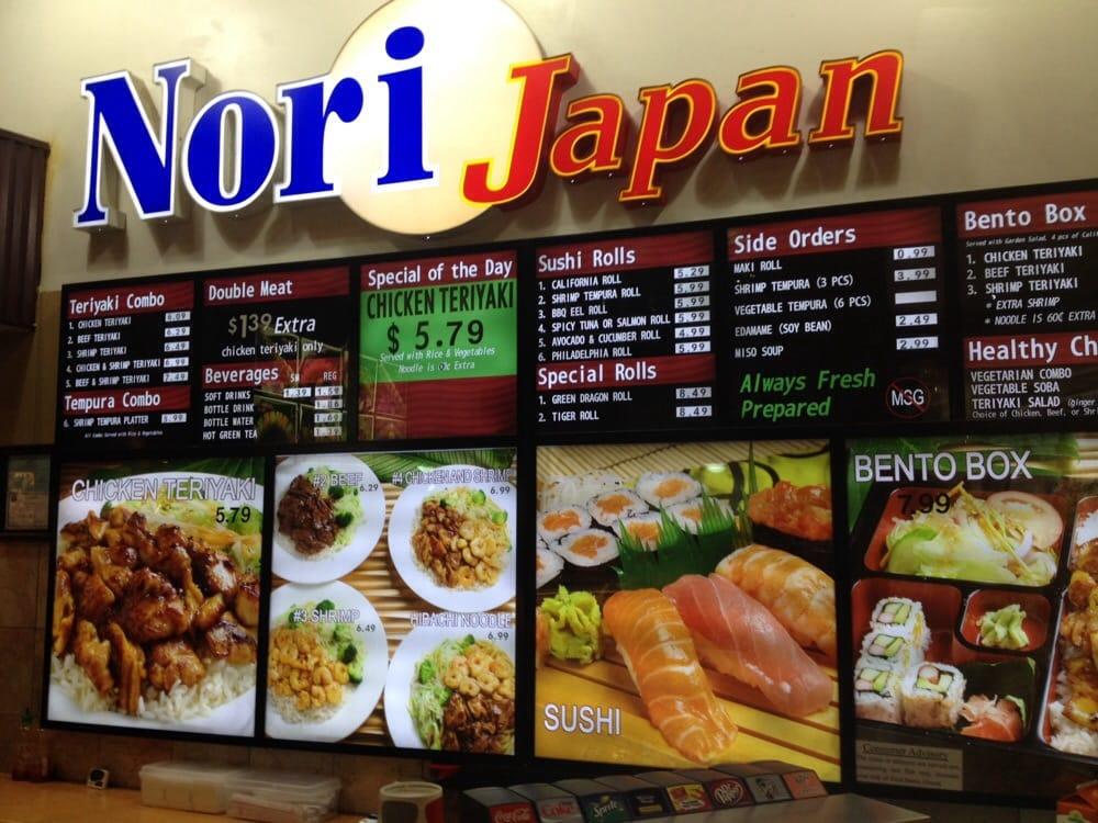 Menu at Nori Japan fast food, Wichita