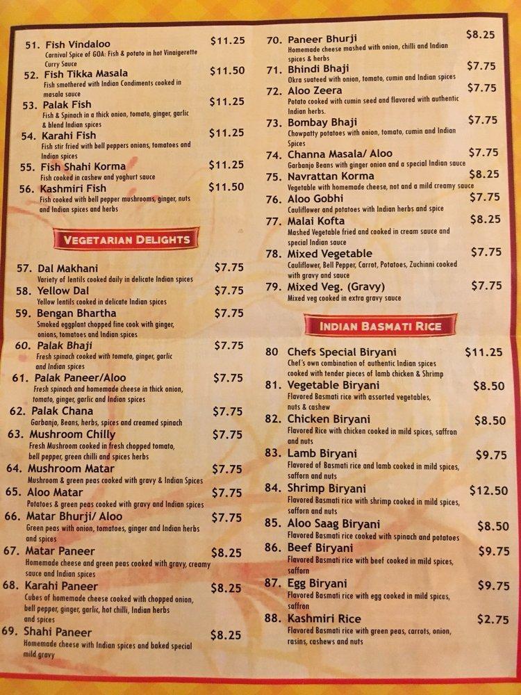 Menu at Sher-e-Punjab restaurant, Tucson, 853 E Grant Rd