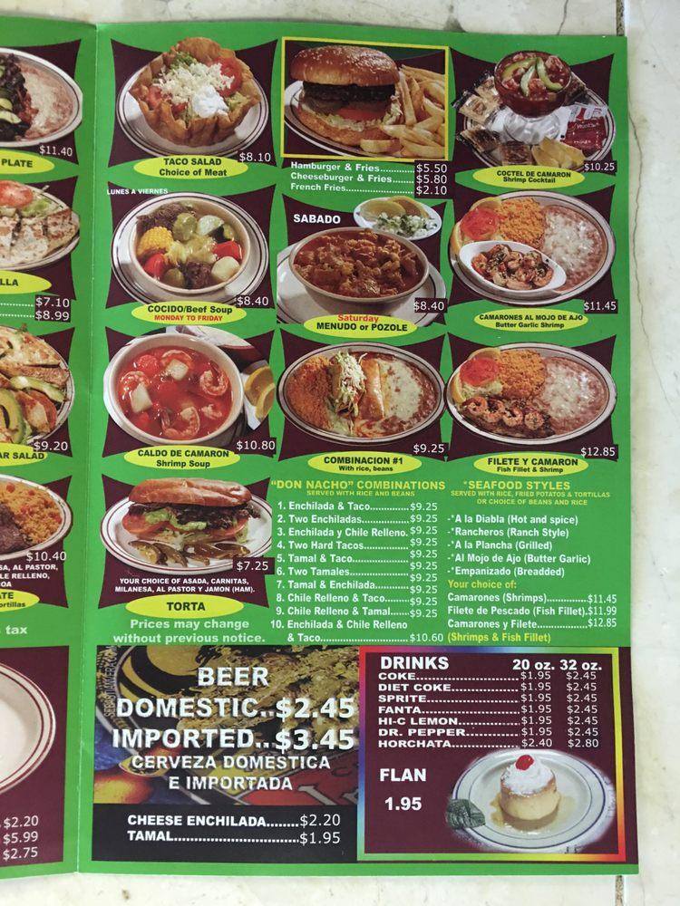 Carta del restaurante Tacos Don Nacho, Oklahoma City