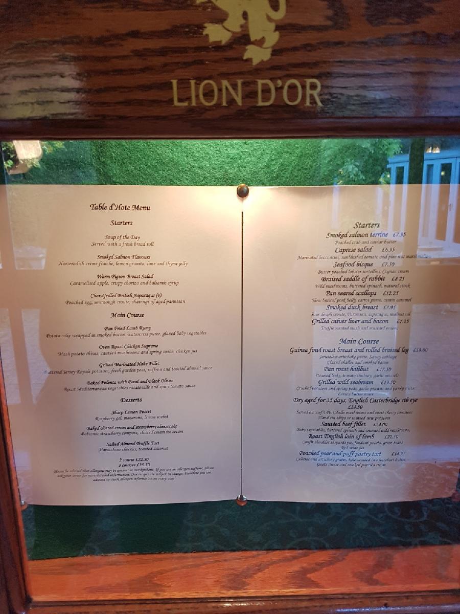 Menu at Terrace restaurant, Crawley Down