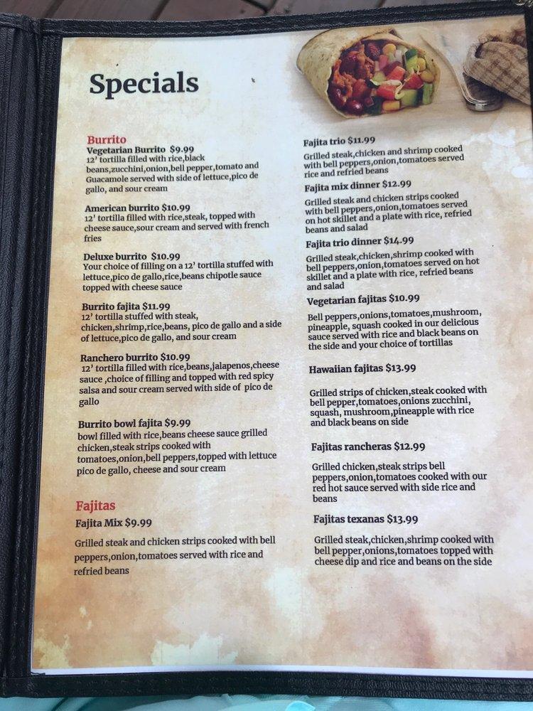 Menu at The Taco Factory restaurant, Rockingham