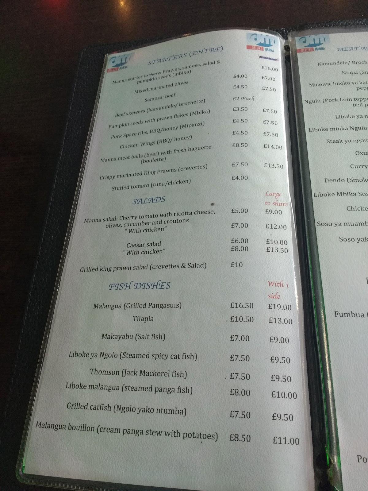 Menu at Deluxe manna restaurant, London, 135 - 137 High Cross Rd
