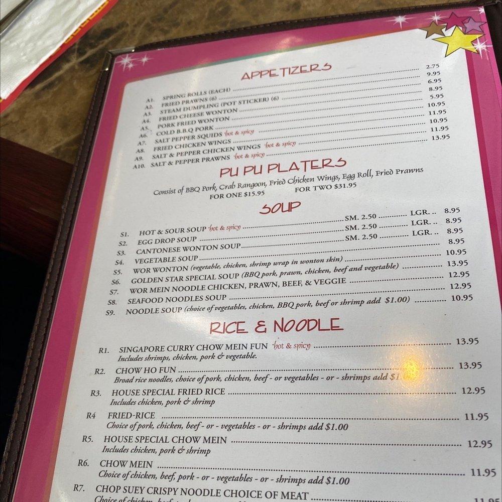 Menu at Golden Star Restaurant, Sequim